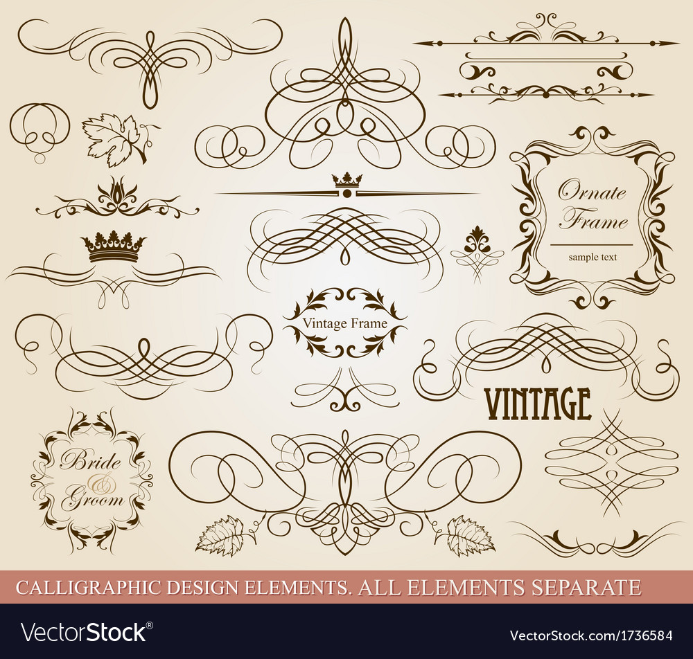 Calligraphic elements Royalty Free Vector Image