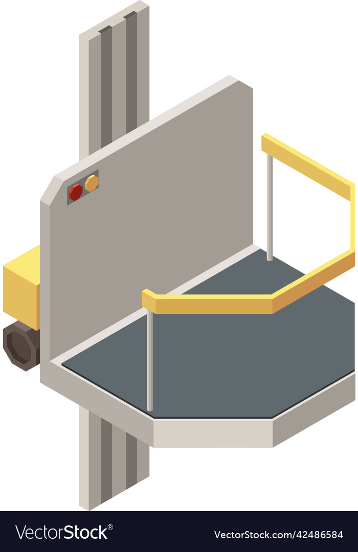Elevator platform isometric composition Royalty Free Vector