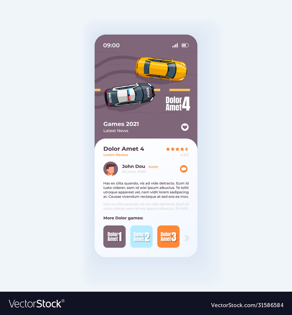 Racing game review smartphone interface template Vector Image Racing game review smartphone interface template Vector Image