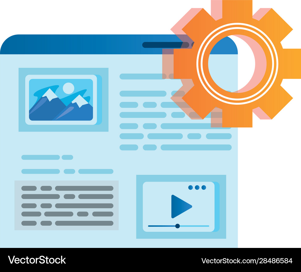 Template webpage window with gear Royalty Free Vector Image