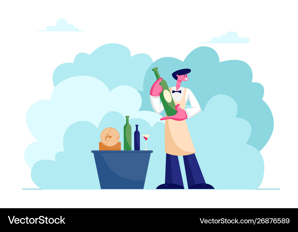 Wine degustation with man professional expert Vector Image