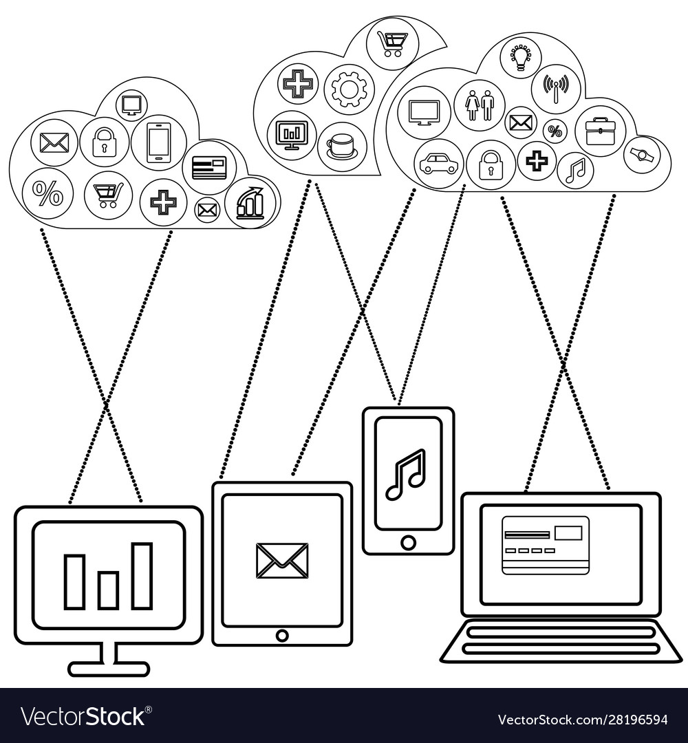 Cloud Computing Thin Line Royalty Free Vector Image