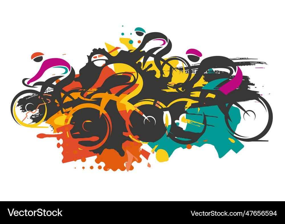 Cycling race expressive stylized Royalty Free Vector Image