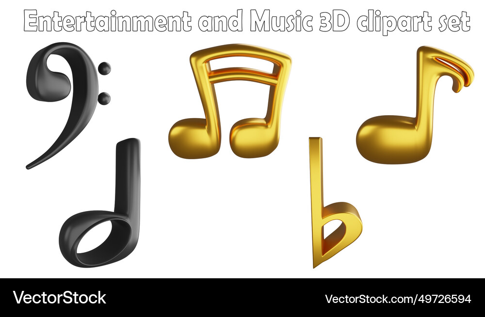 Music notes clipart element 3d render Royalty Free Vector