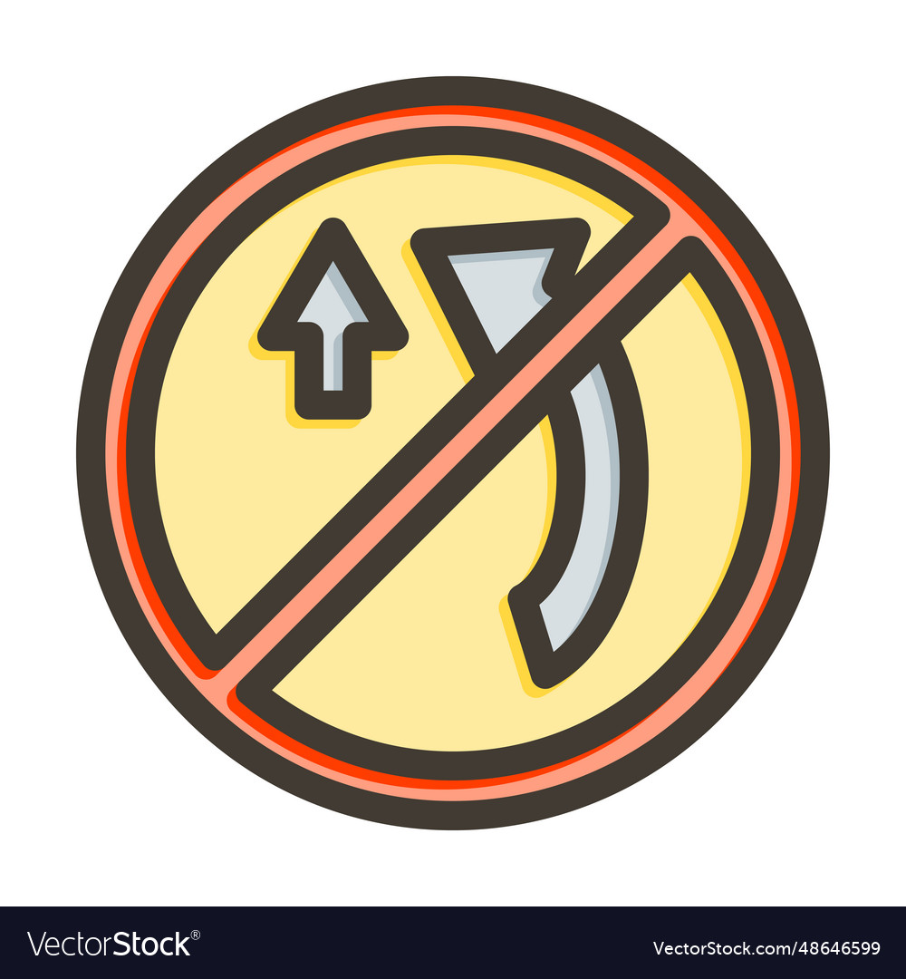 No overtaking thick line filled colors icon Vector Image