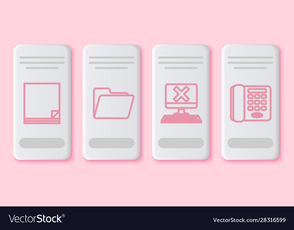 Set Line File Document Document Folder Computer Vector Image 3018