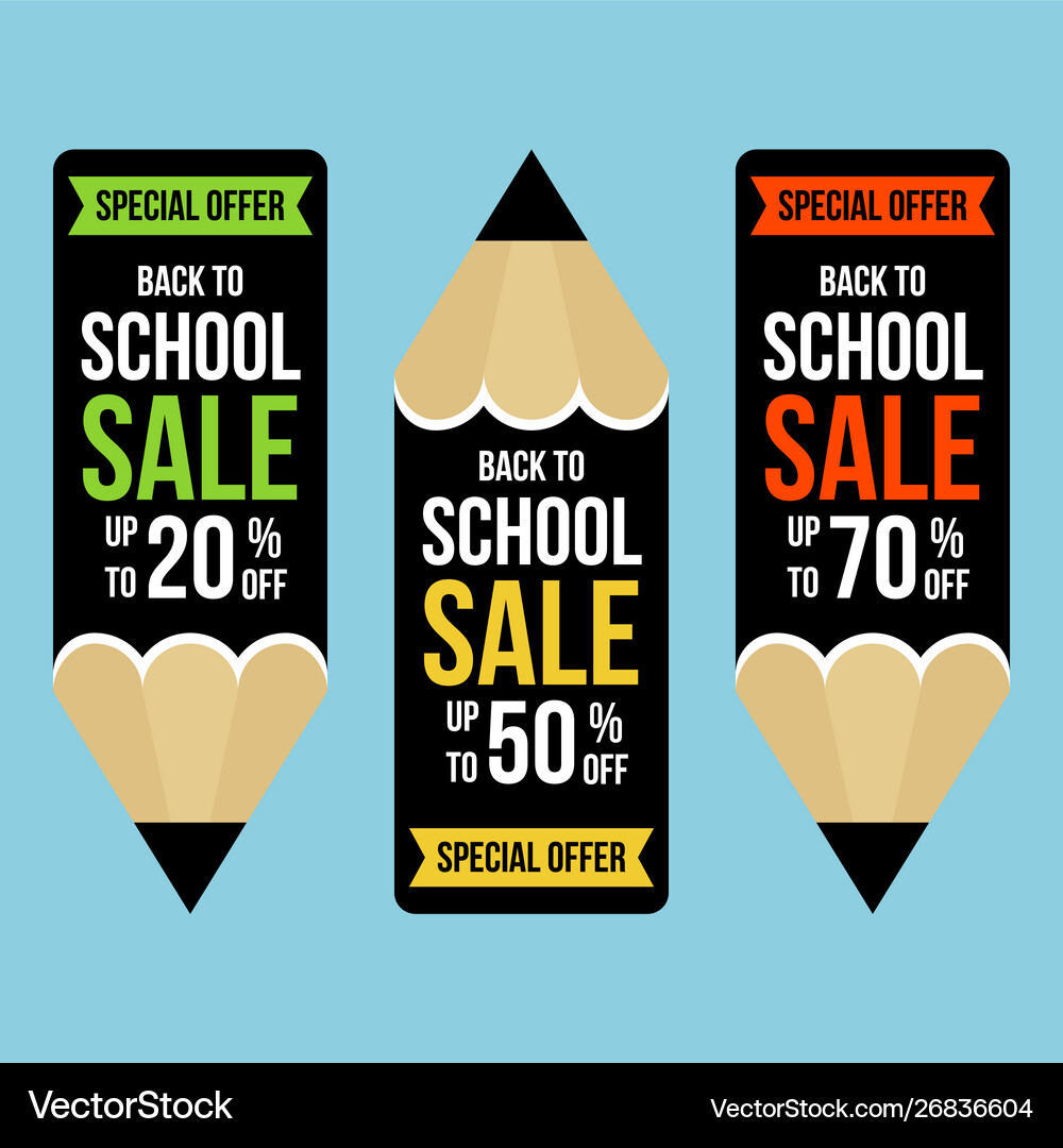 Back to school set banner pencil shaped Royalty Free Vector