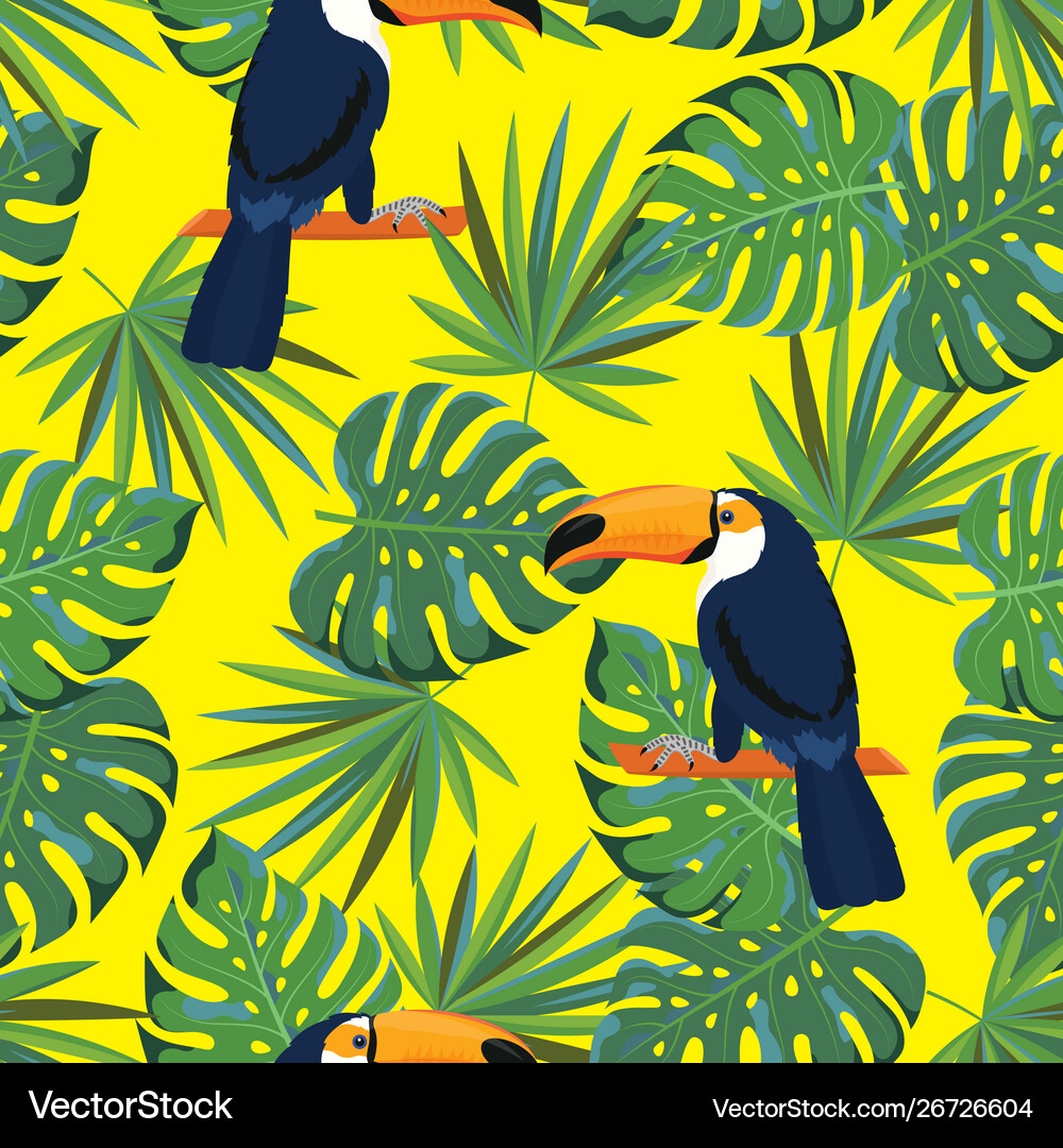 Seamless texture tropical pattern with toucan Vector Image