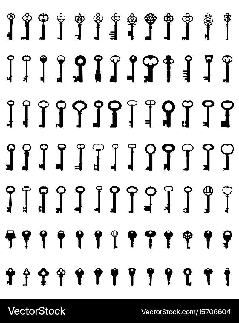 Silhouettes of keys Royalty Free Vector Image - VectorStock