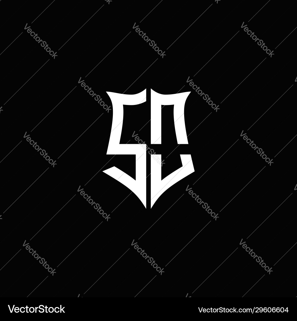 So monogram letter logo ribbon with shield style Vector Image
