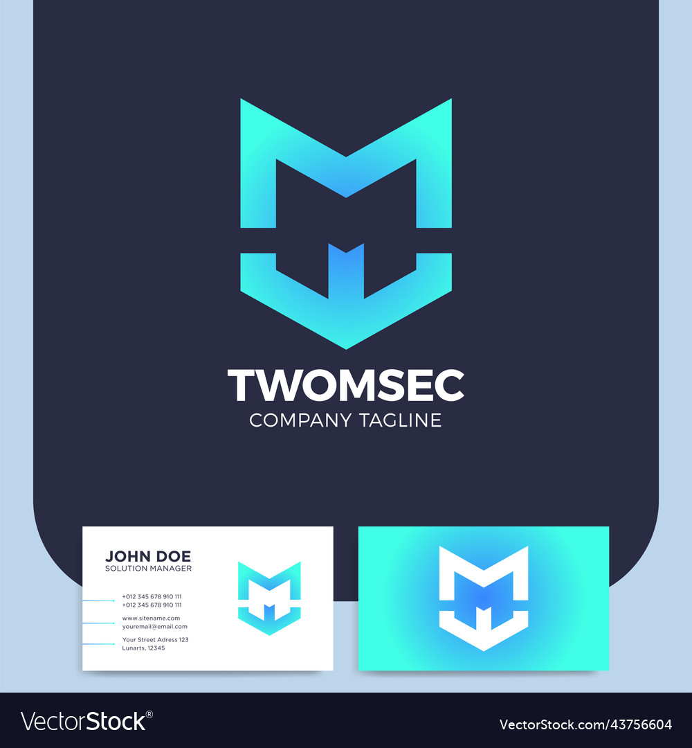 Two letter m shield logo icon design template Vector Image