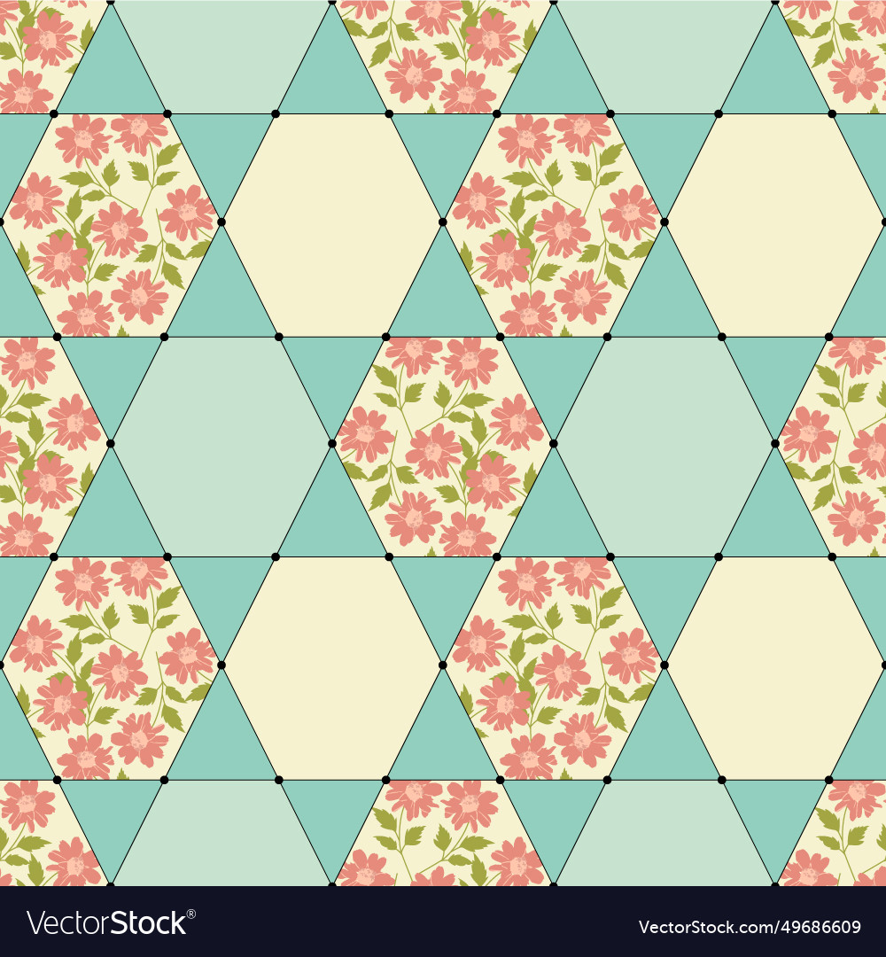 Floral triangle patchwork seamless pattern Vector Image