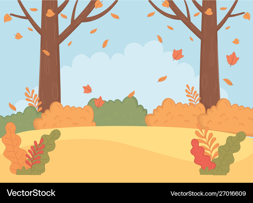 Forest autumn season landscape scene Royalty Free Vector