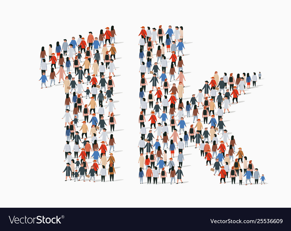 Group People In Form 1k Sign One Thousand Vector Image