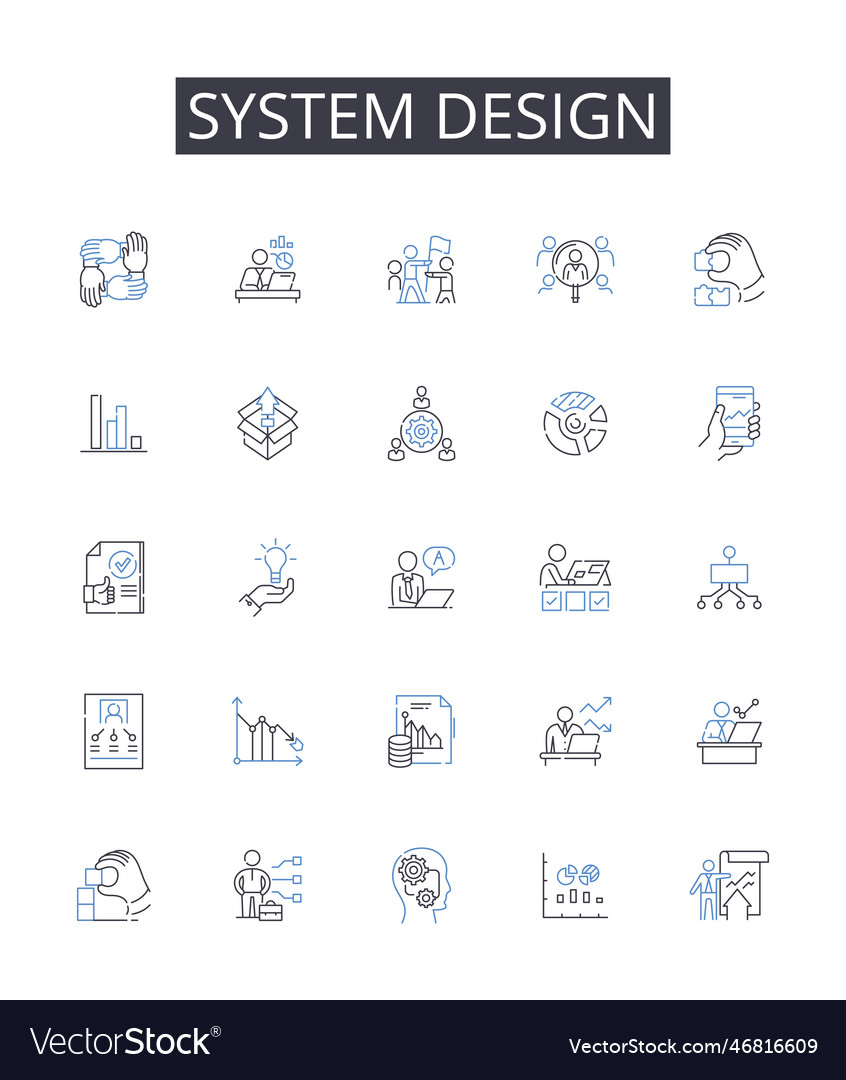 System design line icons collection strategic Vector Image