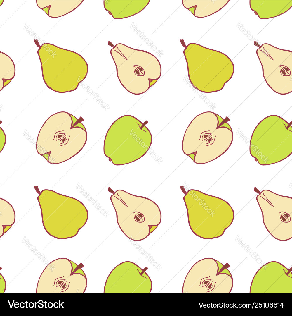 Fruit pear and apple seamless pattern Royalty Free Vector