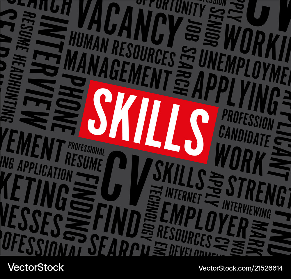 Job skills text background Royalty Free Vector Image