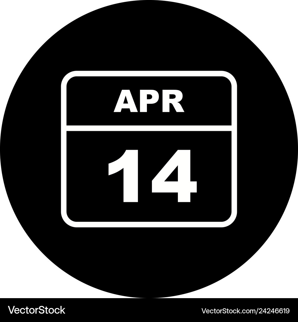 April 14th date on a single day calendar Vector Image