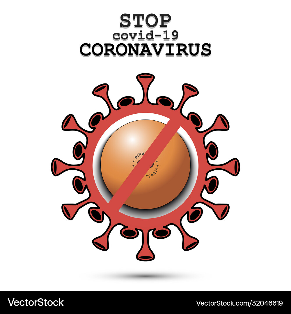 Coronavirus sign with ping-pong ball Royalty Free Vector