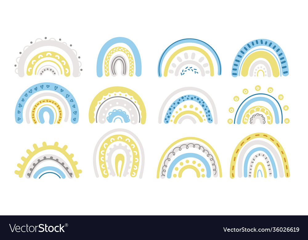 Spring floral rainbow clipart set Royalty Free Vector Image