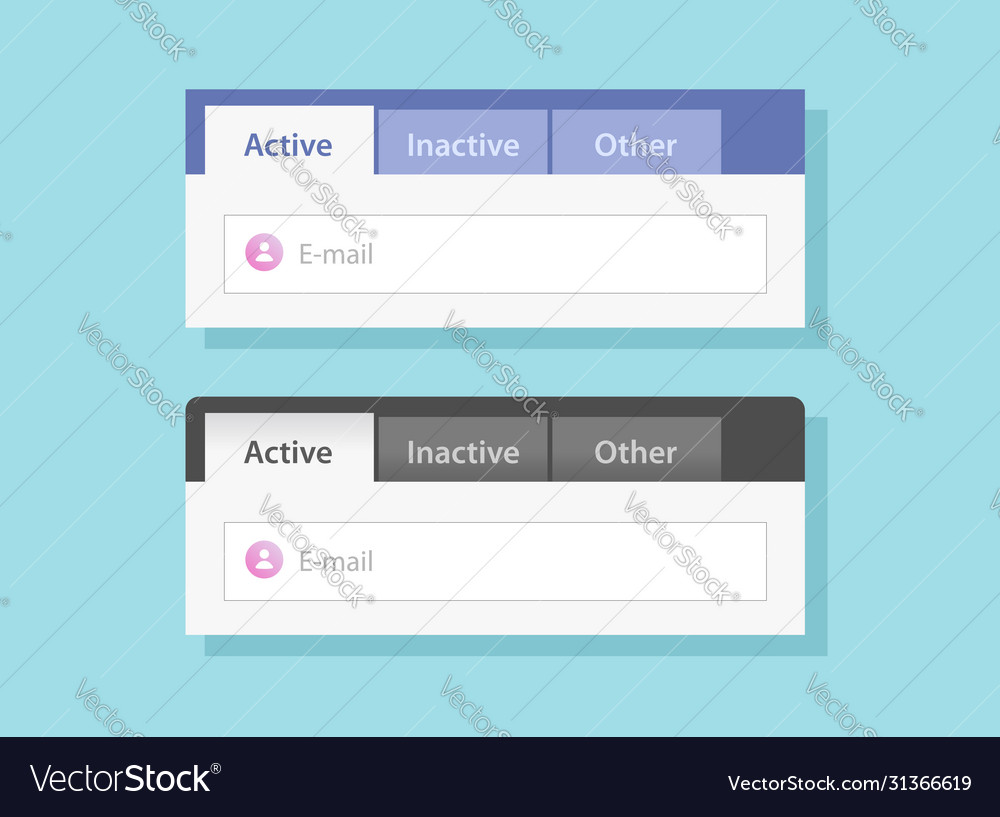 Tabs Ui Design Or Tabbed Menu Website Set Vector Image