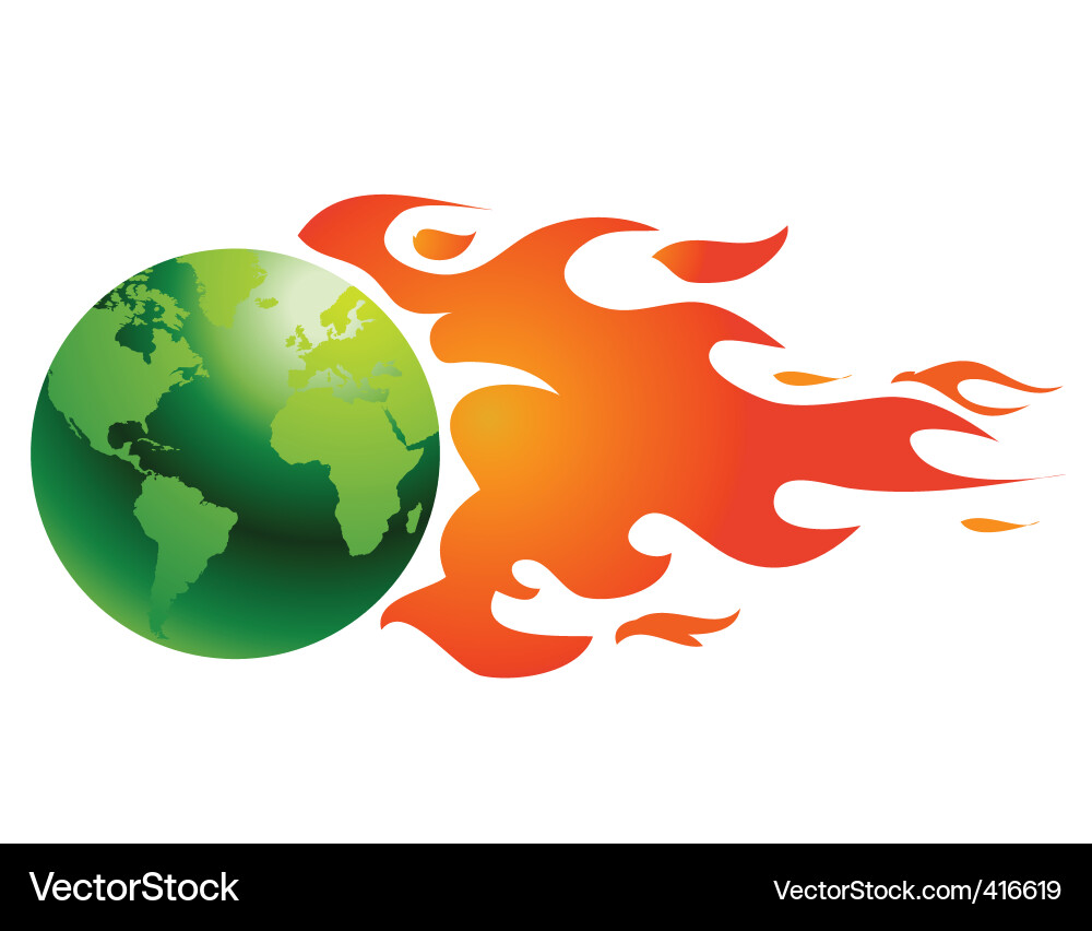 World with flames Royalty Free Vector Image - VectorStock