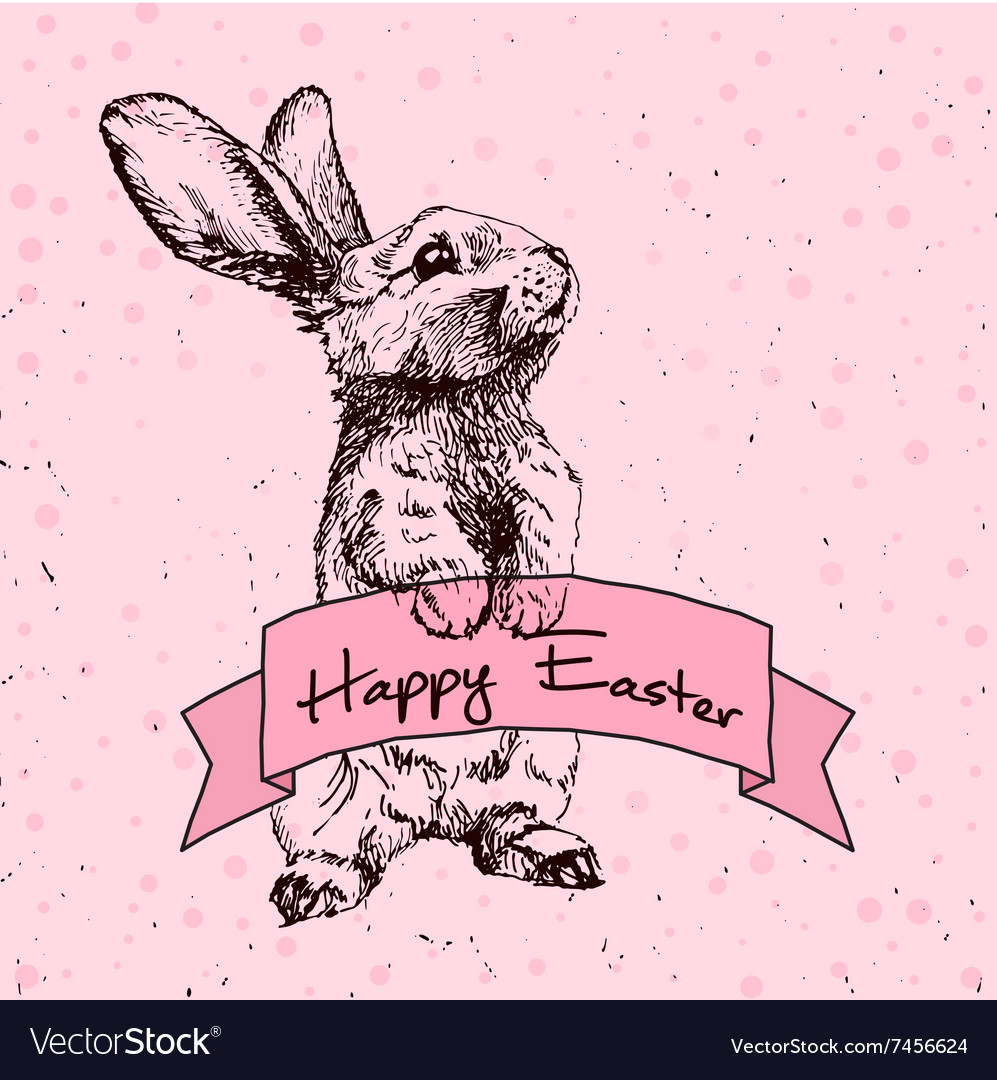 Happy easter drawn Royalty Free Vector Image - VectorStock