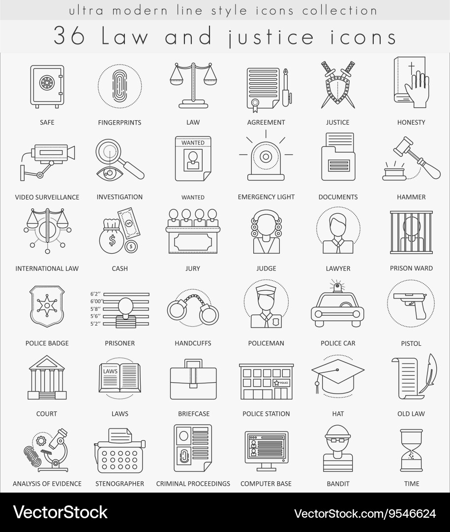 Law and justice ultra modern outline line Vector Image