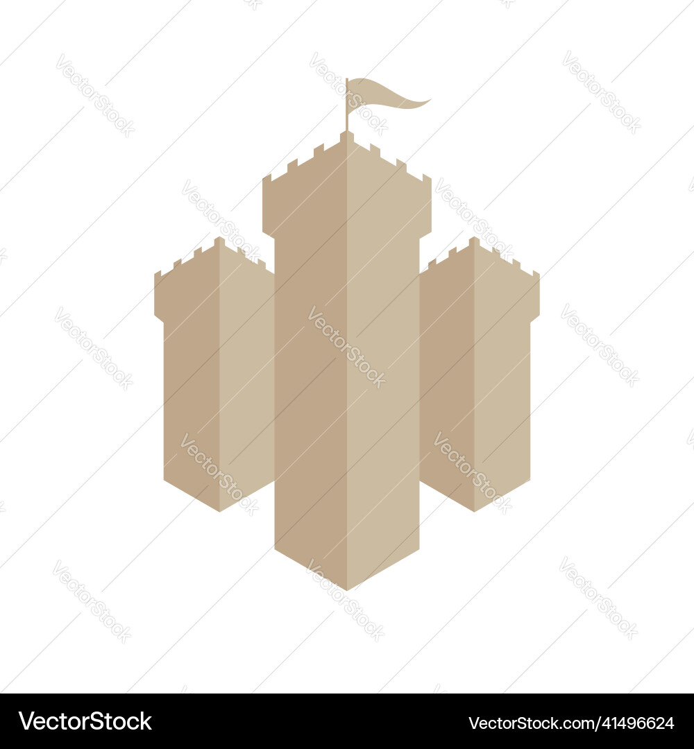 Three watchtowers with a pennant medieval castle Vector Image