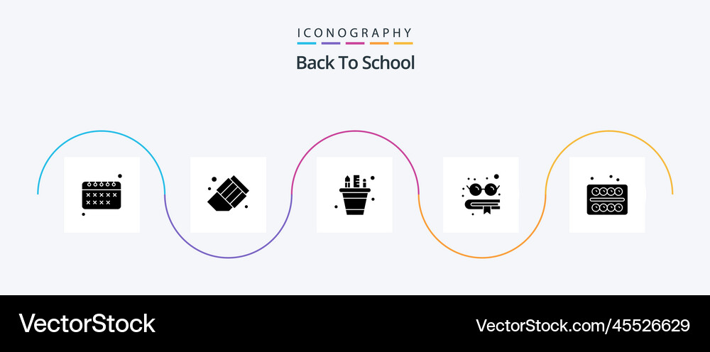 Back to school glyph 5 icon pack including Vector Image