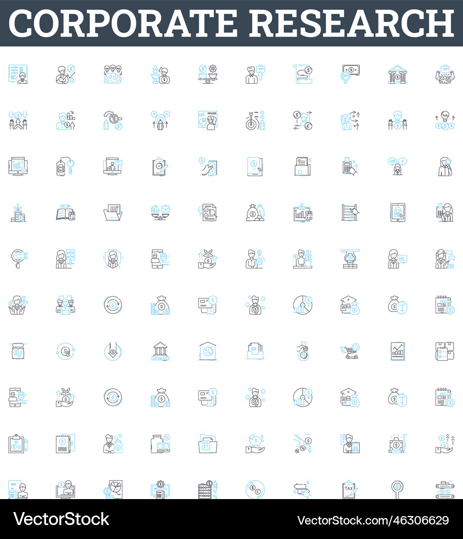 Corporate research line icons set Royalty Free Vector Image