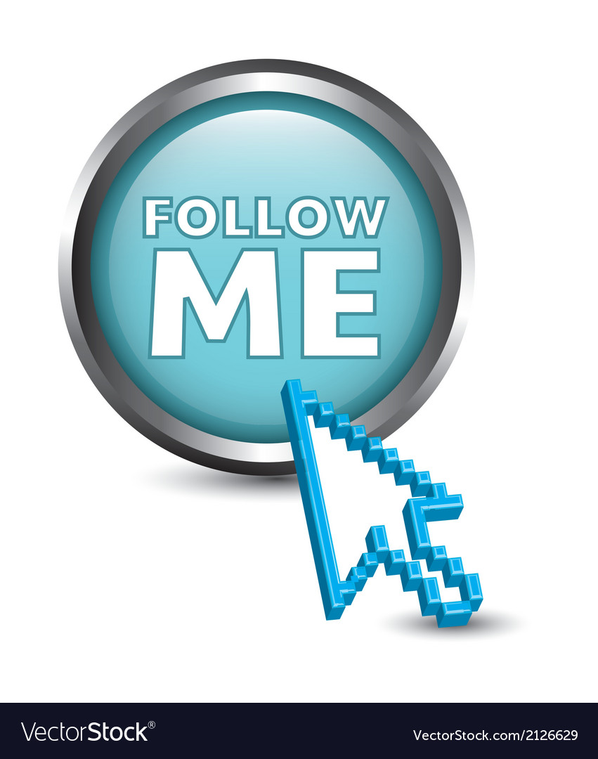 Follow me button with pointer cursor Royalty Free Vector