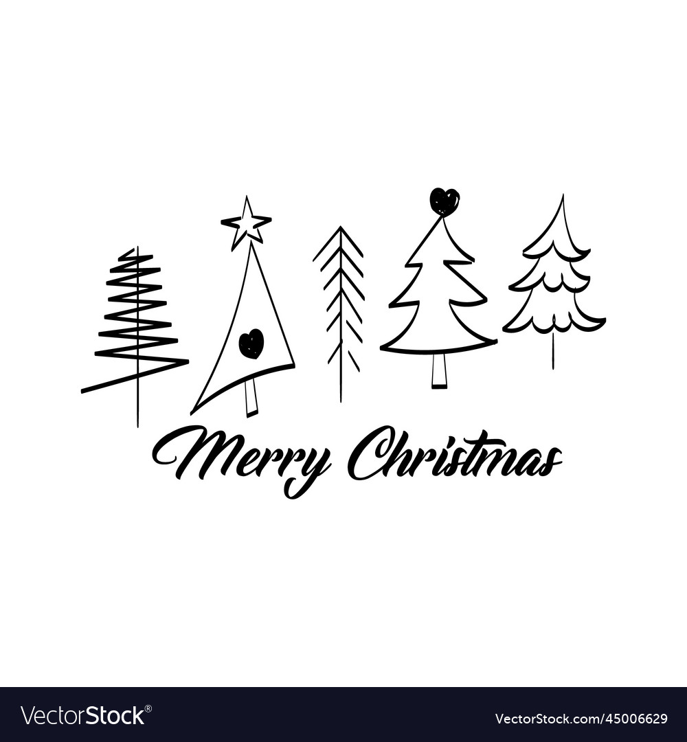 Merry Christmas Hand Drawn Lettering Banner Vector Image