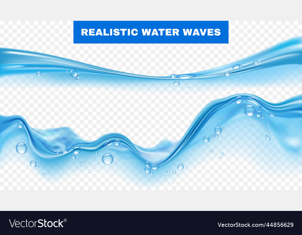 Realistic water wave set Royalty Free Vector Image