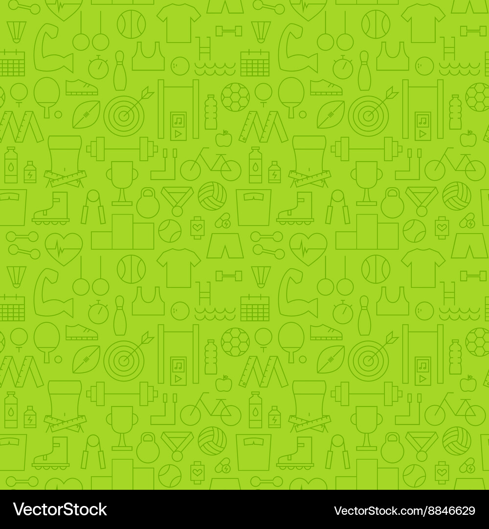 Thin line sport activity exercise seamless green Vector Image