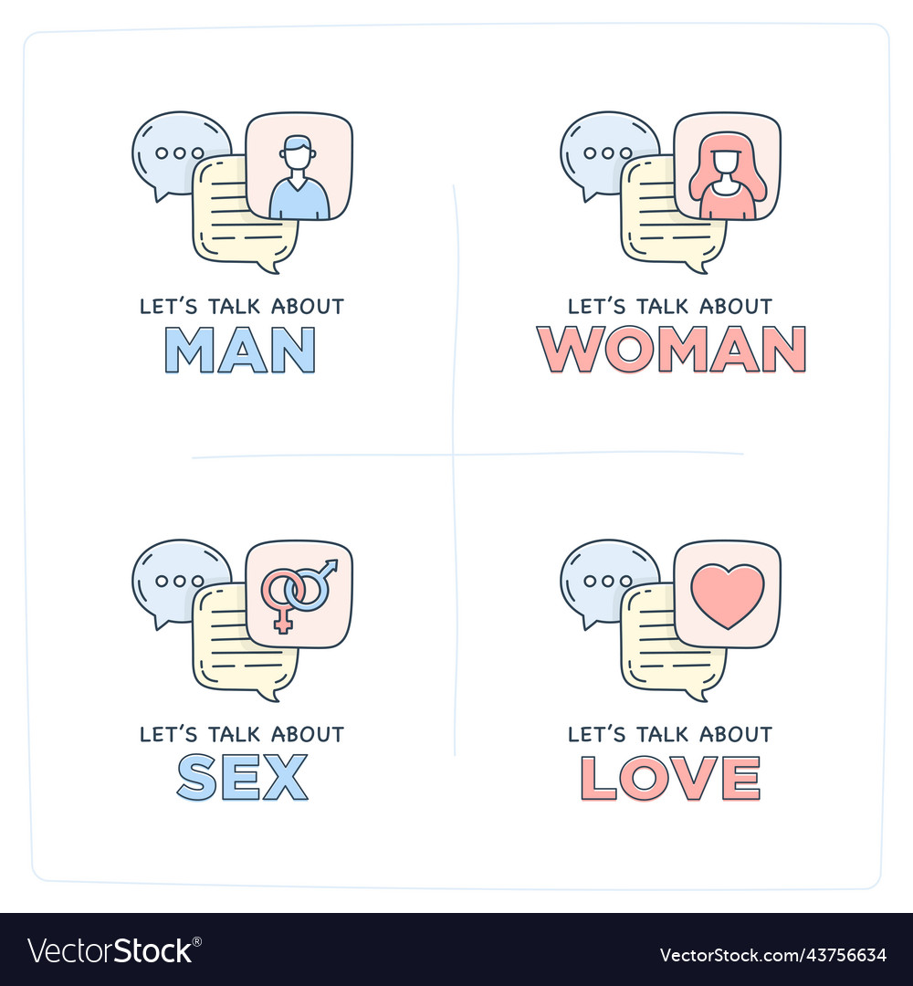 Lets Talk About Sex Love Man Woman Doodle Dialog Vector Image