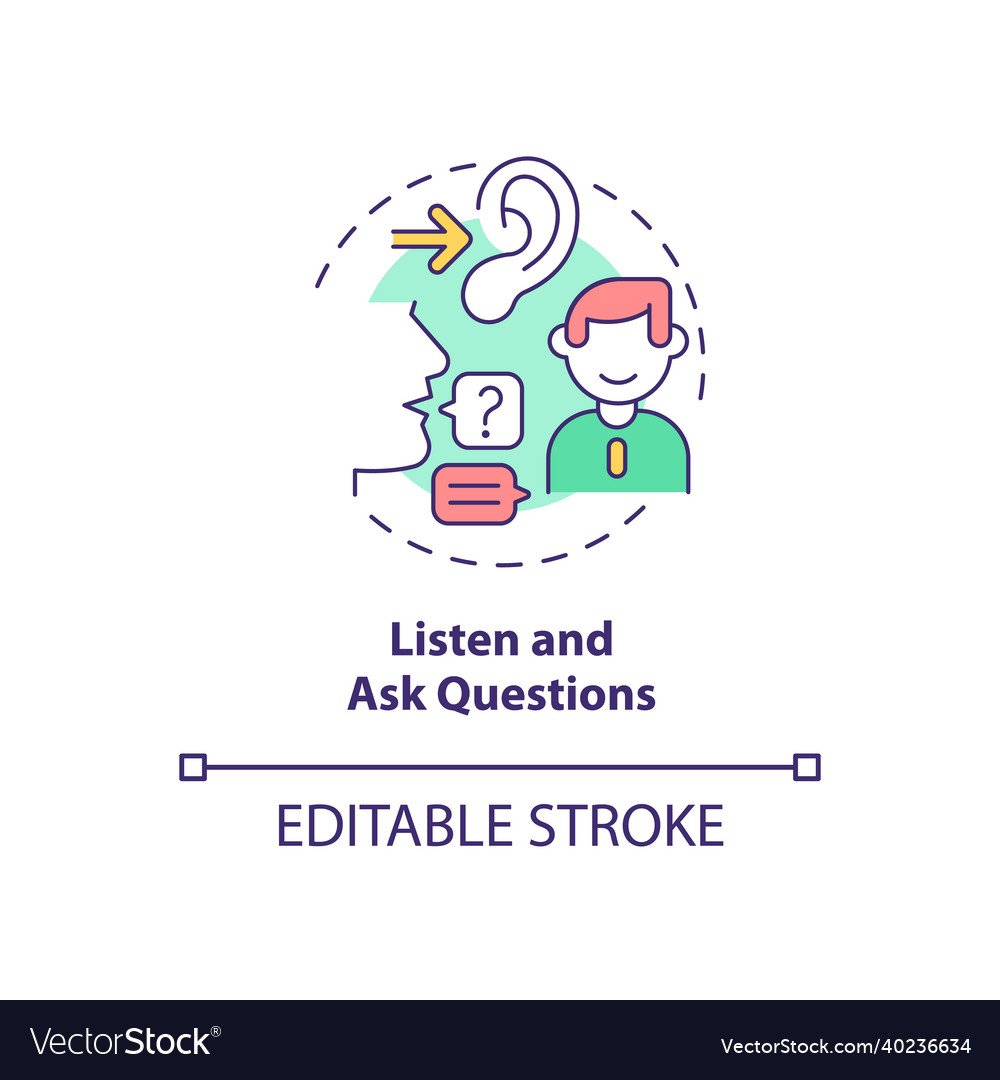 Listen and ask questions concept icon Royalty Free Vector Listen and ask questions concept icon Royalty Free Vector