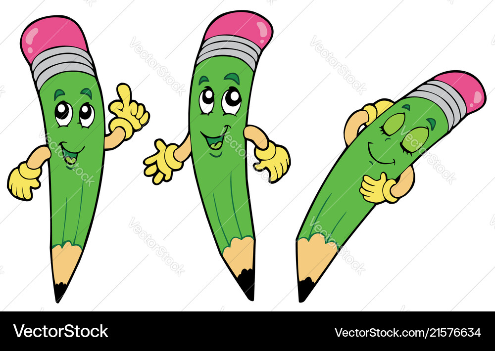 Various cartoon pencils Royalty Free Vector Image