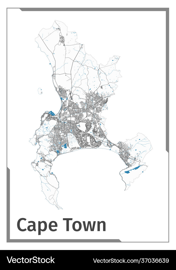 Cape Town City Map - Administrative Plan Vector Image