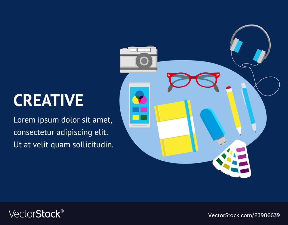 Creative website flat banner template Royalty Free Vector