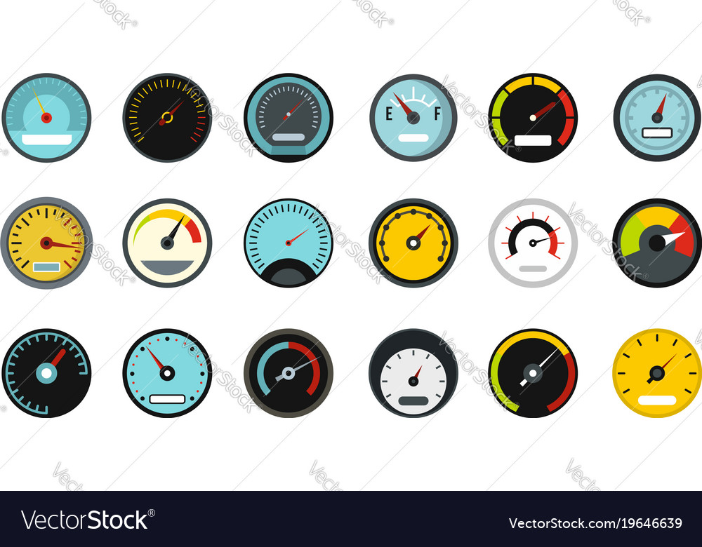 Dash board icon set flat style Royalty Free Vector Image