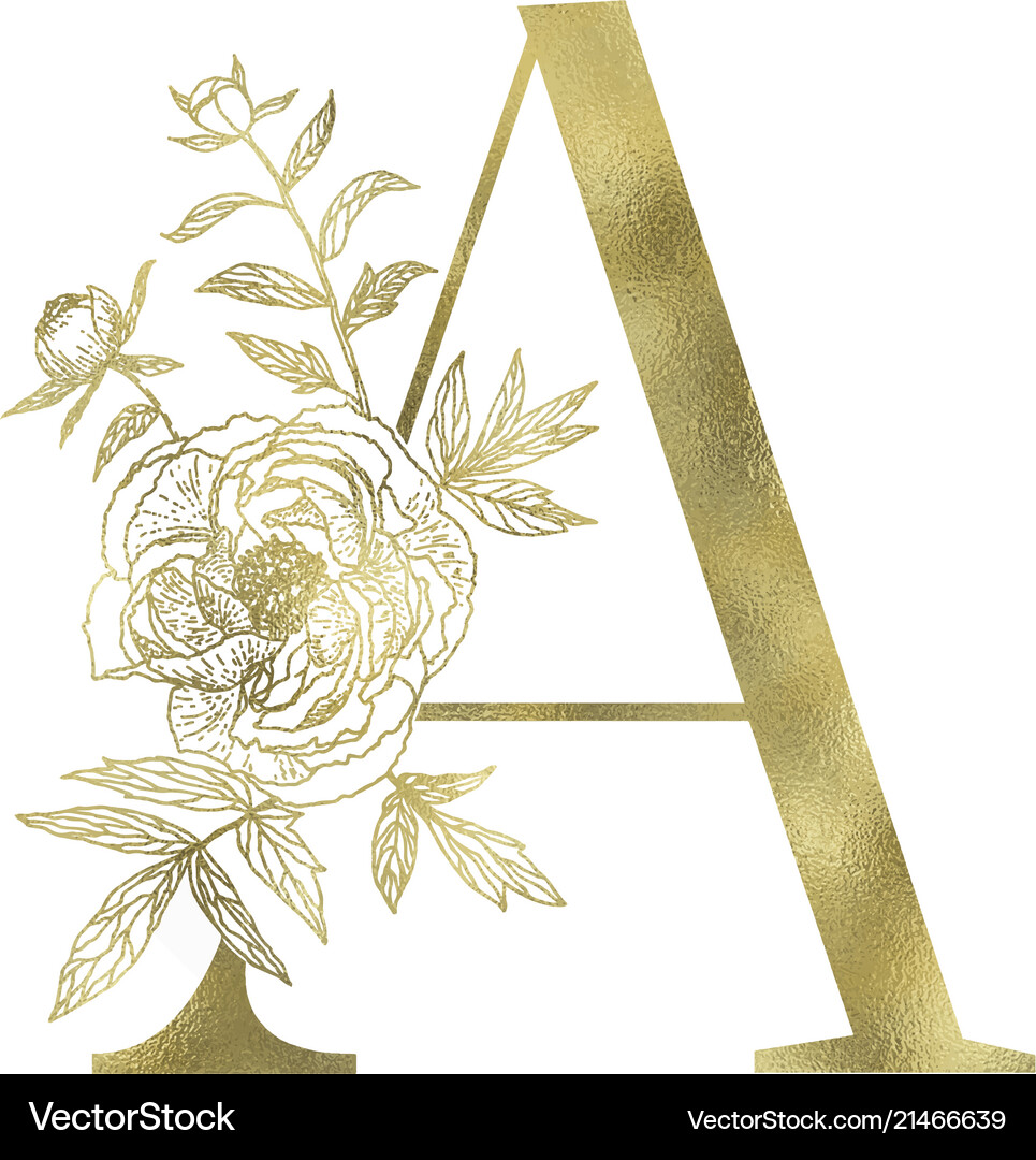 Floral alphabet and serif letter Royalty Free Vector Image