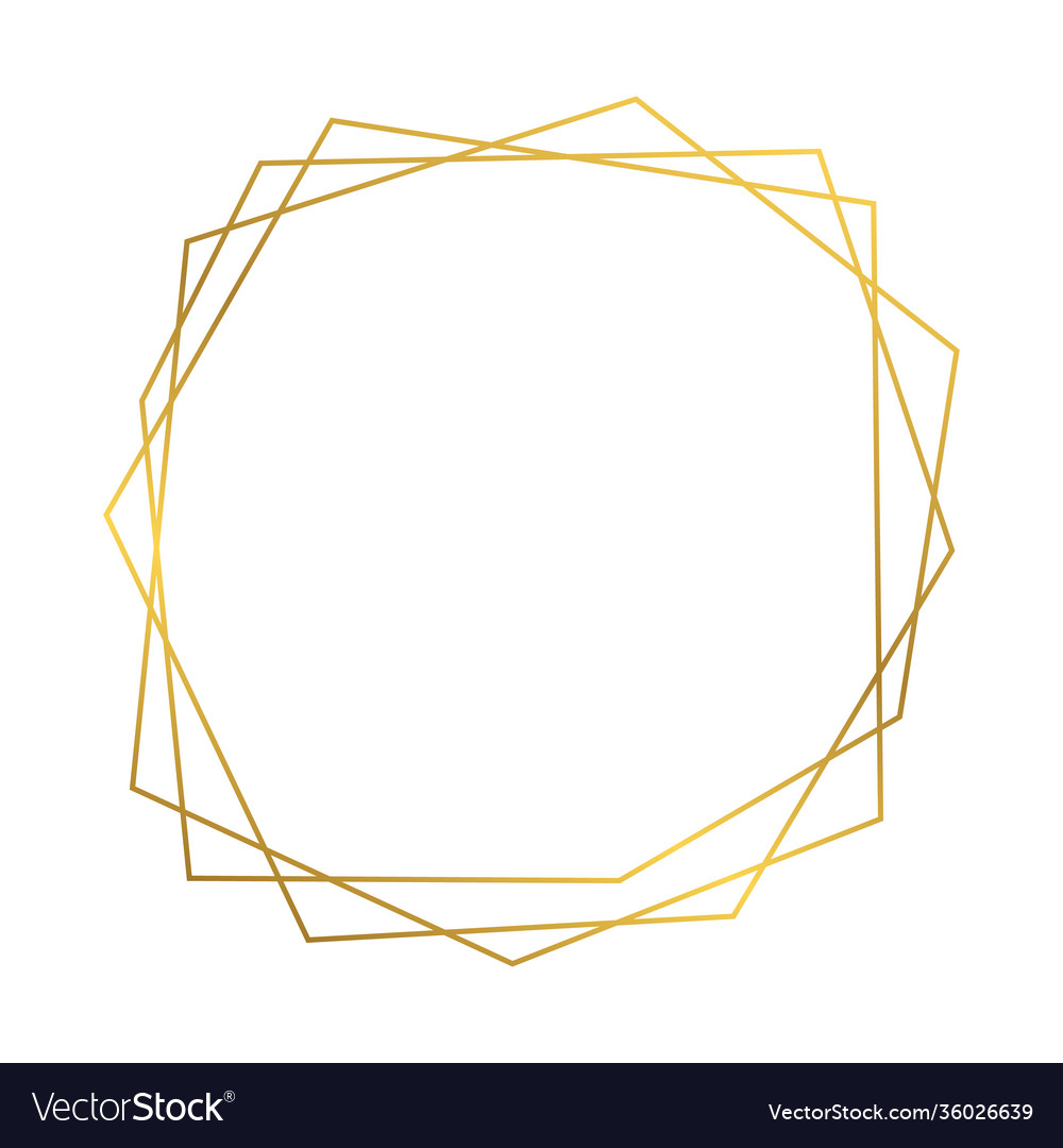 Gold geometric polygonal frame with shining effect