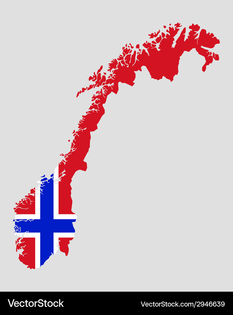 Map and flag of norway Royalty Free Vector Image