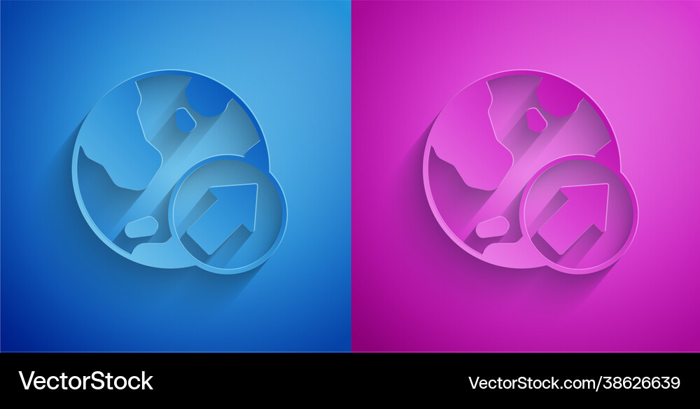 Paper cut financial growth increase icon isolated Vector Image