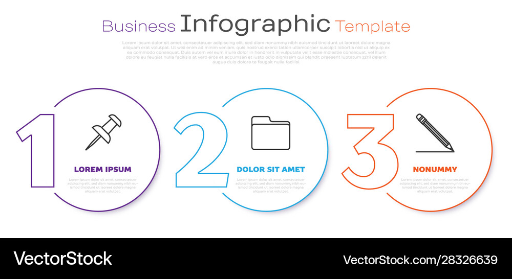 Set line push pin document folder and pencil Vector Image
