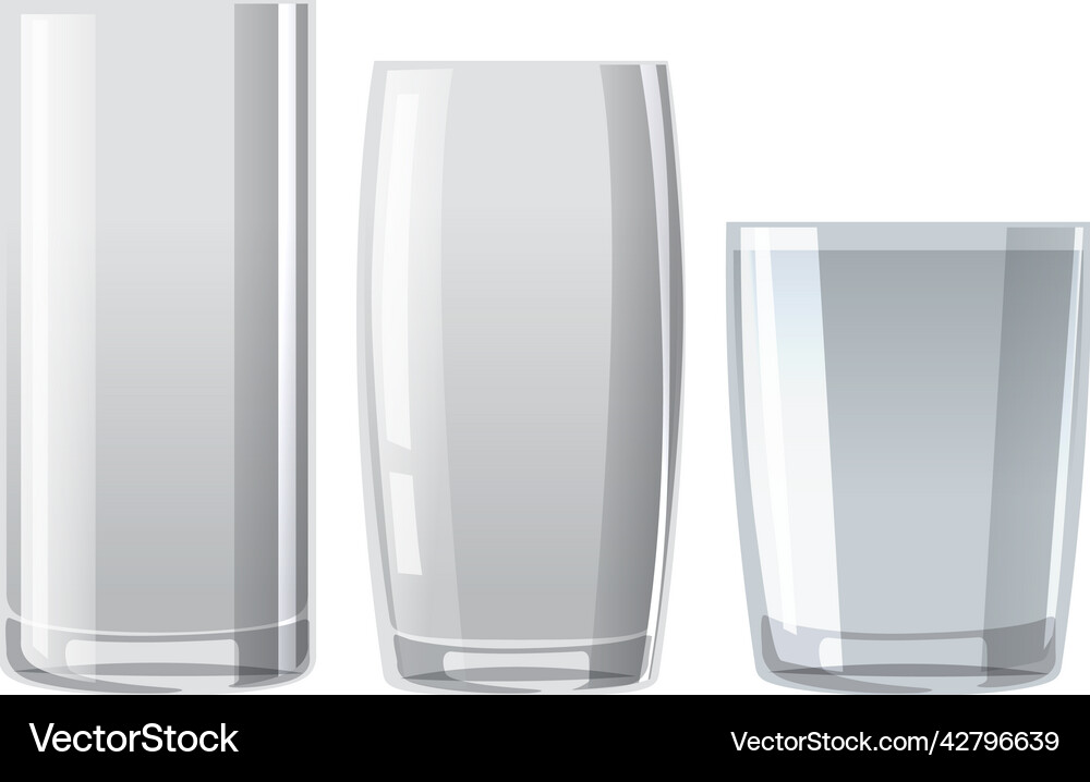 Set of empty glasses on white background Vector Image