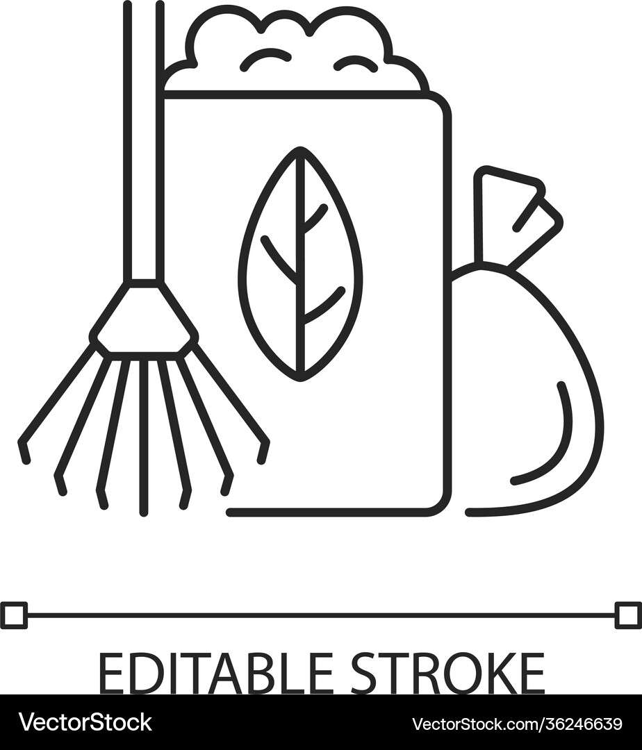 Yard waste collection linear icon Royalty Free Vector Image