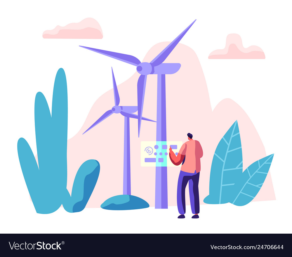 Alternative energy sources concept with turbines Vector Image Alternative energy sources concept with turbines Vector Image