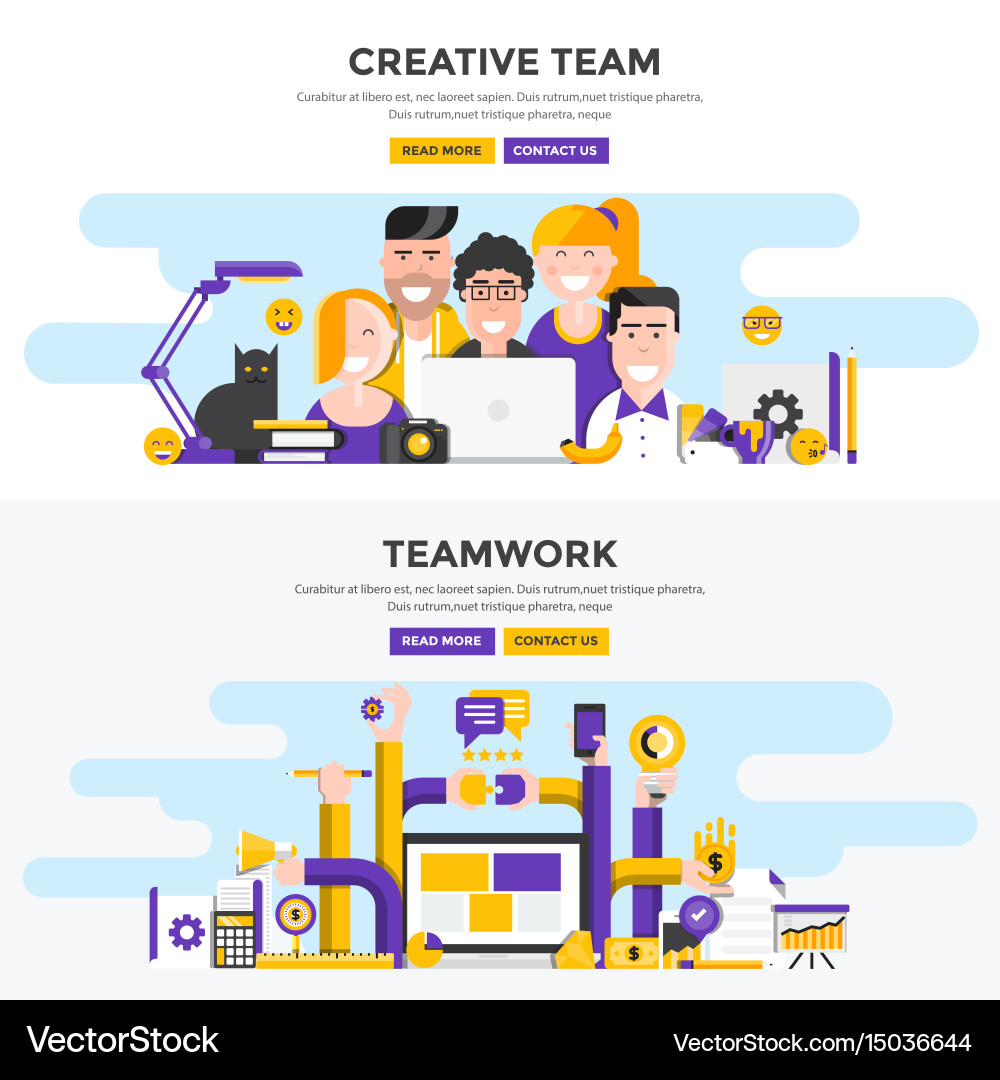 Flat design concept banners - creative team Vector Image